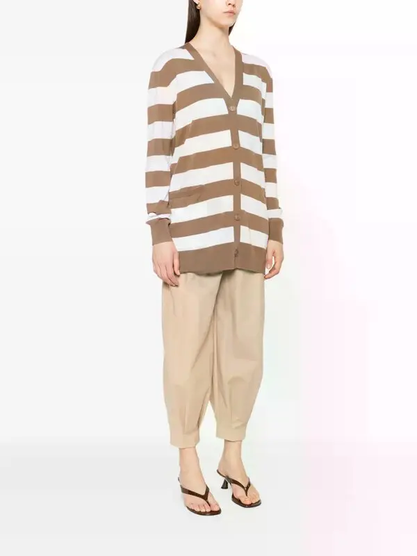 Max Mara Striped V-neck Cardigan - Brown