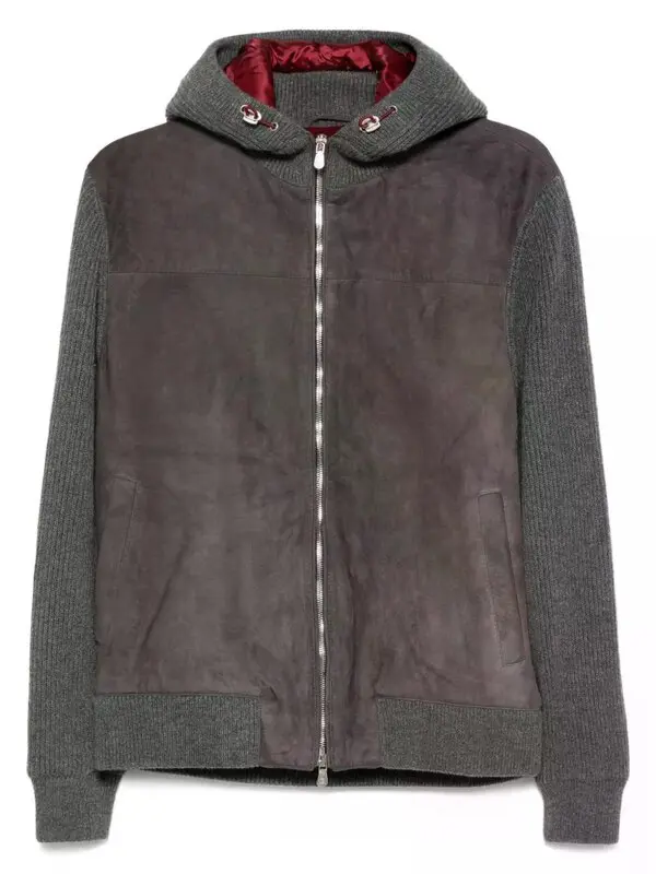 Brunello Cucinelli Suede Zip-up Bomber Jacket - Grey
