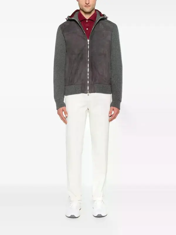 Brunello Cucinelli Suede Zip-up Bomber Jacket - Grey