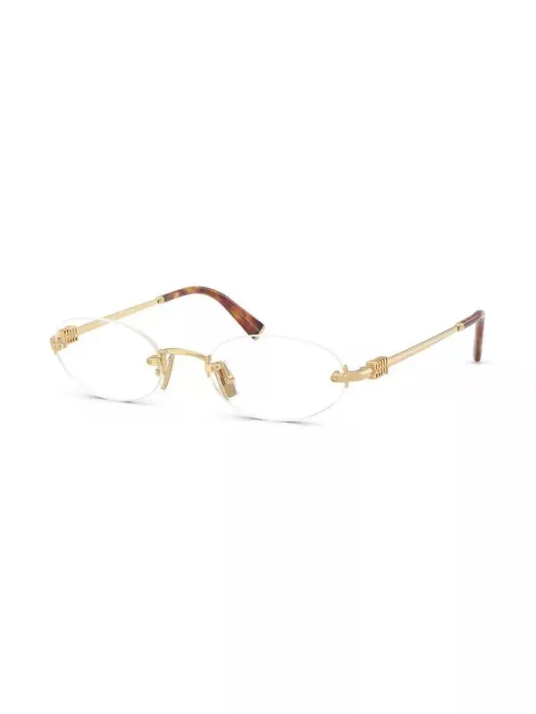 Miu Miu Logo-plaque Round-frame Glasses