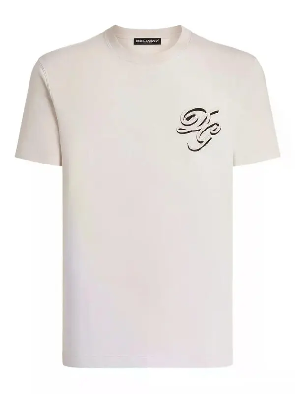 Dolce & Gabbana Logo-appliqué Crew-neck T-shirt - Neutrals