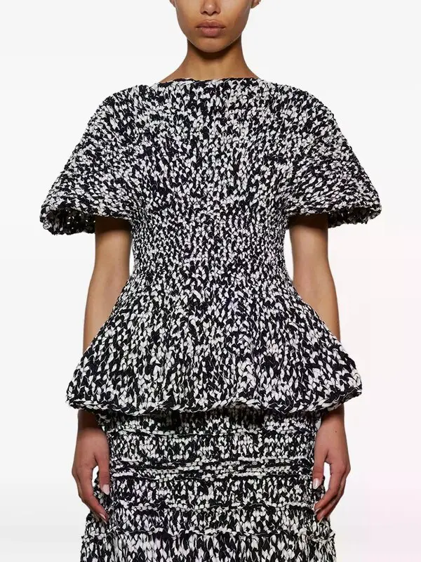 Khaite Mathilde Bubble-sleeve Peplum Top - Blue