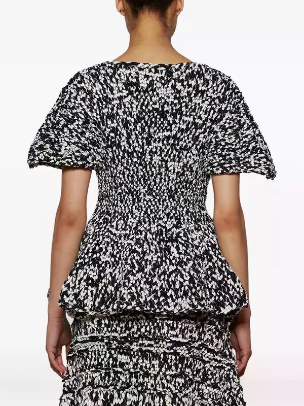 Khaite Mathilde Bubble-sleeve Peplum Top - Blue