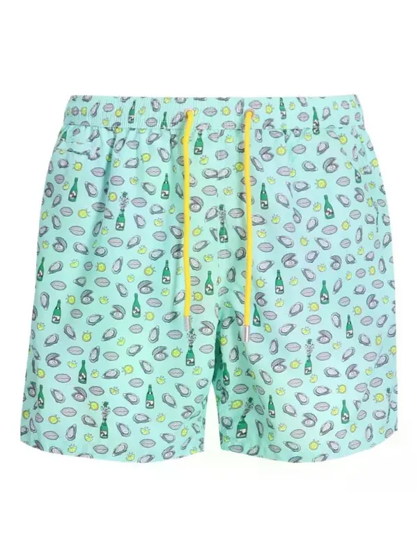 MC2 SAINT BARTH Oyster Bottle-print Swim Shorts - Blue