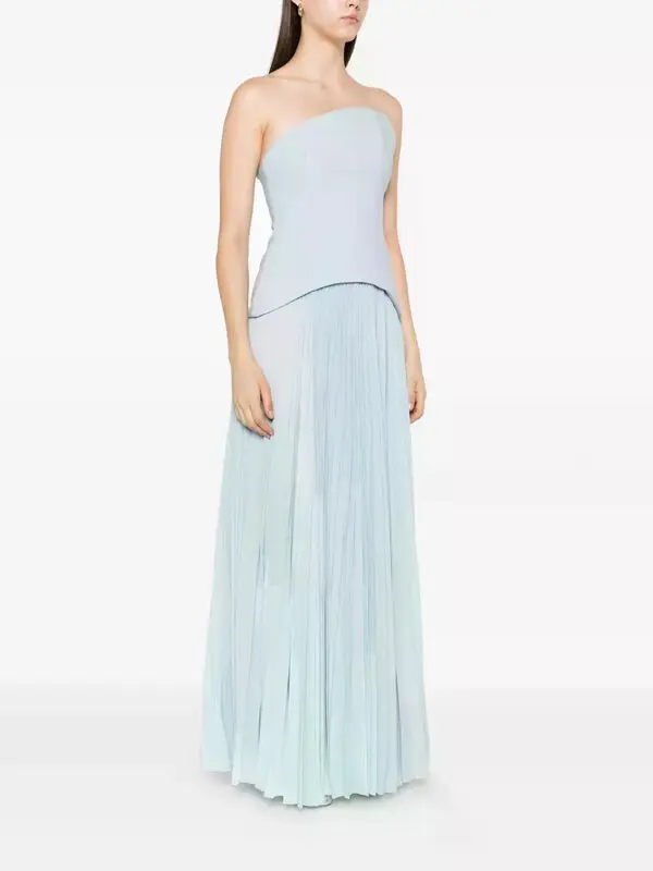 Solace London Britt Strapless Pleated Dress - Blue