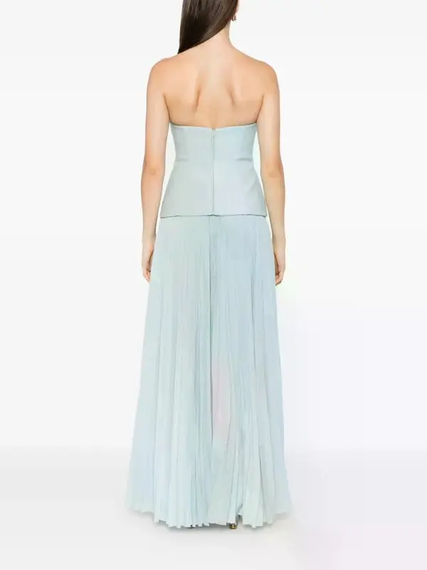 Solace London Britt Strapless Pleated Dress - Blue