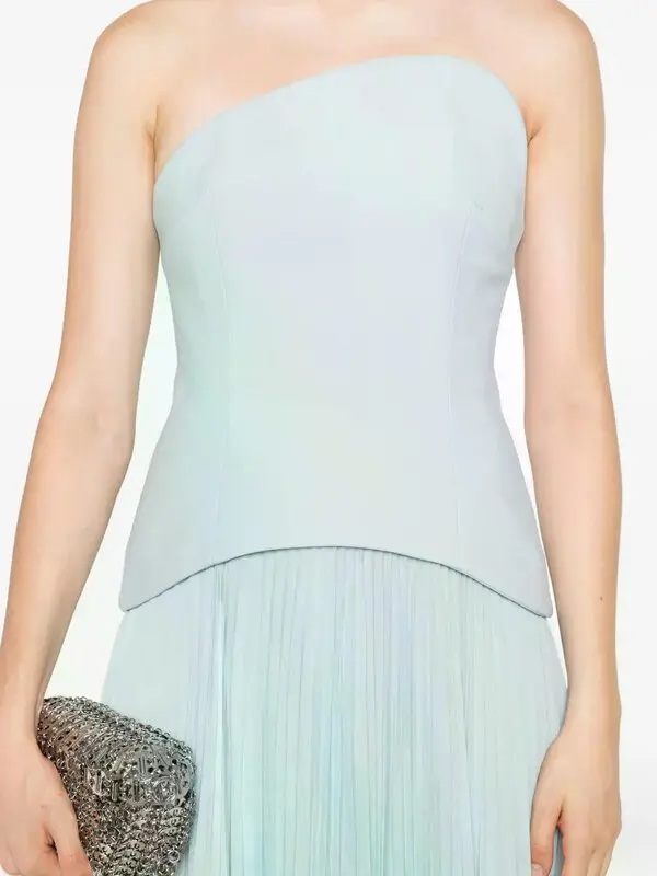 Solace London Britt Strapless Pleated Dress - Blue