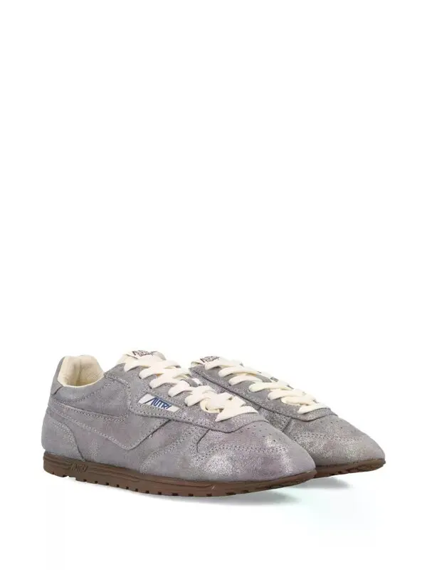 AUTRY Windspin Metallic Leather Sneakers - Silver