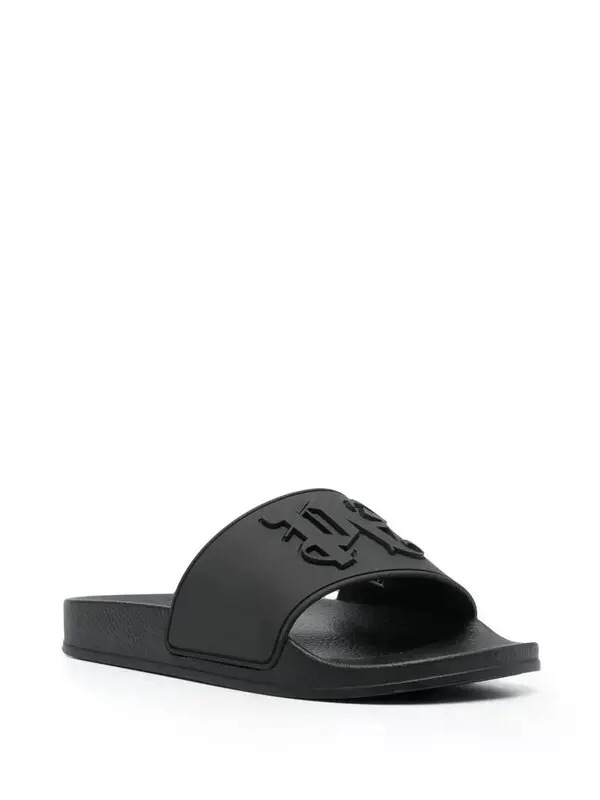 Palm Angels Rubberised Monogram Flat Slides
