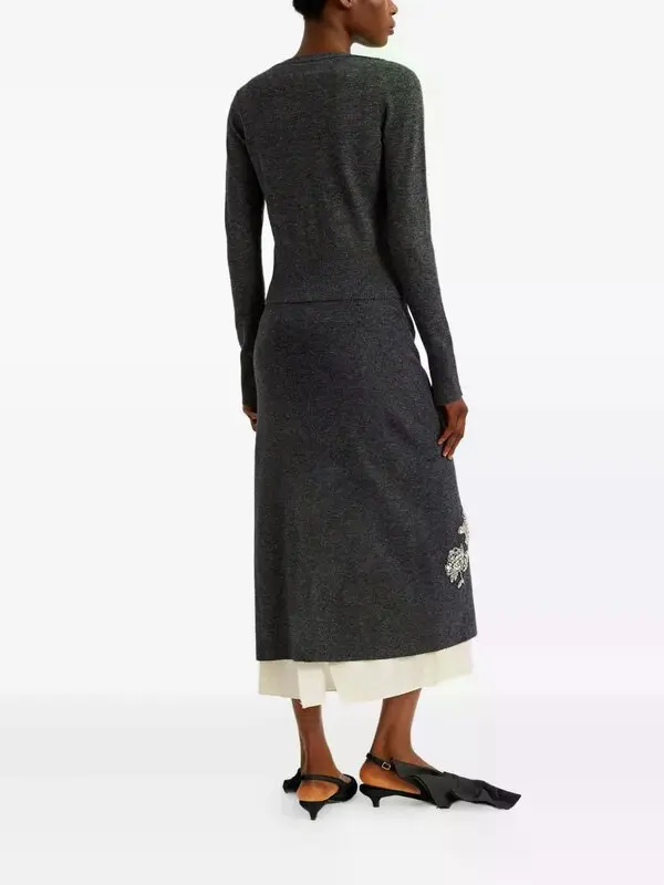 Erdem Embroidered Cropped V-neck Cardigan - Grey