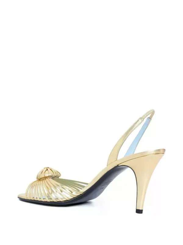 Valentino Garavani Gold Metallic Leather Slingback Sandals With Heart Detail - Neutrals