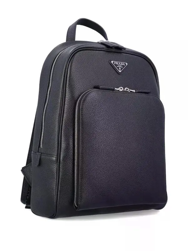Prada Enamel Triangle-logo Leather Backpack