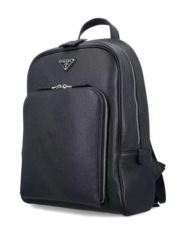 Prada Enamel Triangle-logo Leather Backpack