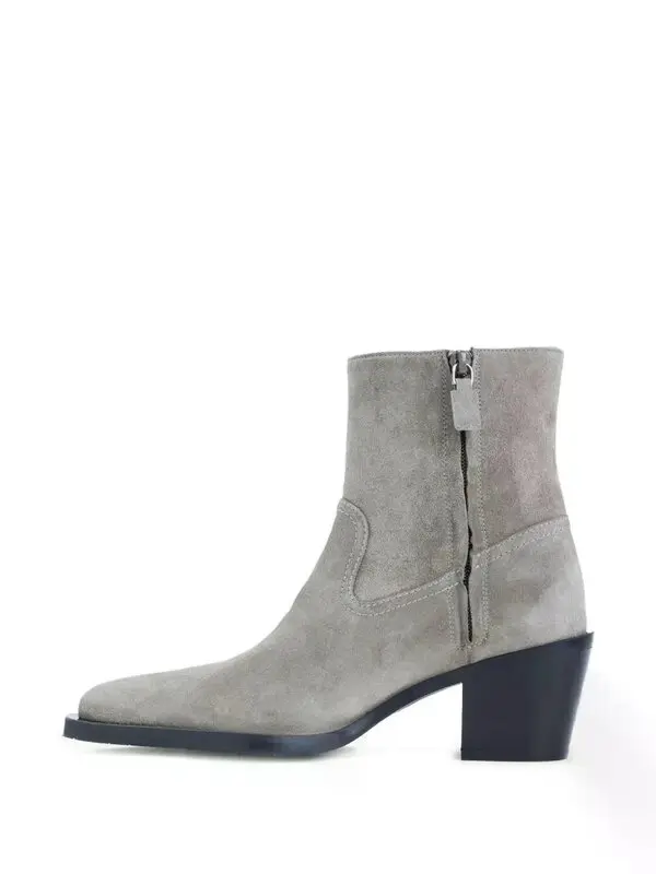 STUART WEITZMAN 60mm Suede Heeled Cowboy Boots - Grey