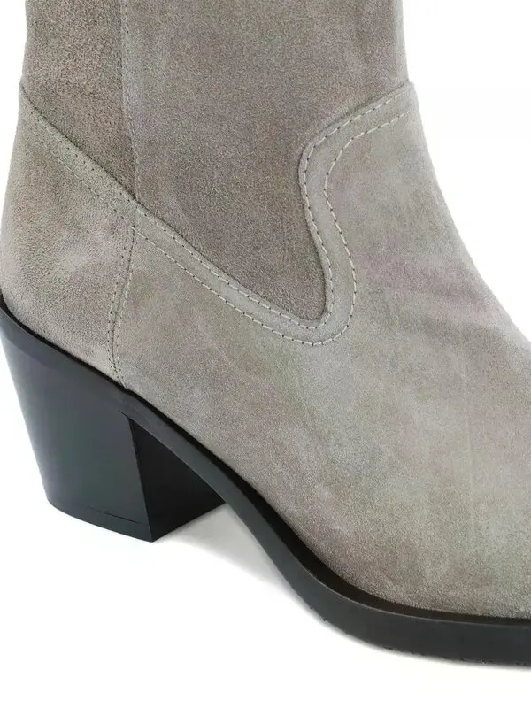 STUART WEITZMAN 60mm Suede Heeled Cowboy Boots - Grey