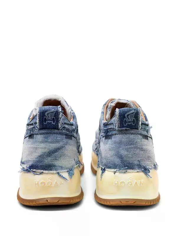 Hogan Frayed Denim Platform Sneakers - Blue