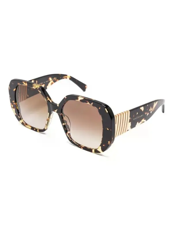 BVLGARI Geometric Tortoiseshell Sunglasses - Brown