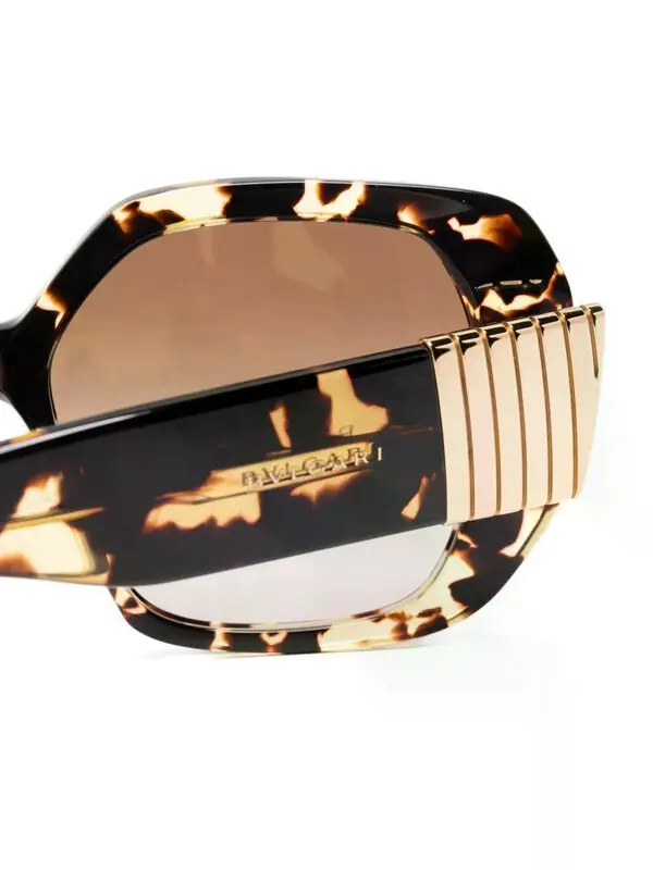 BVLGARI Geometric Tortoiseshell Sunglasses - Brown