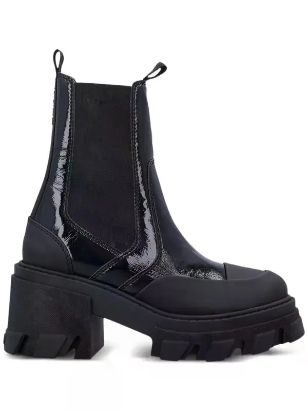 GANNI Patent-leather Cleated Chelsea Boots