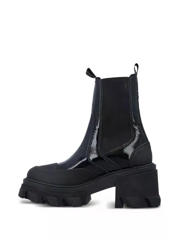 GANNI Patent-leather Cleated Chelsea Boots