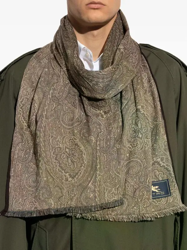 Etro Paisley-pattern Fringed Scarf - Brown