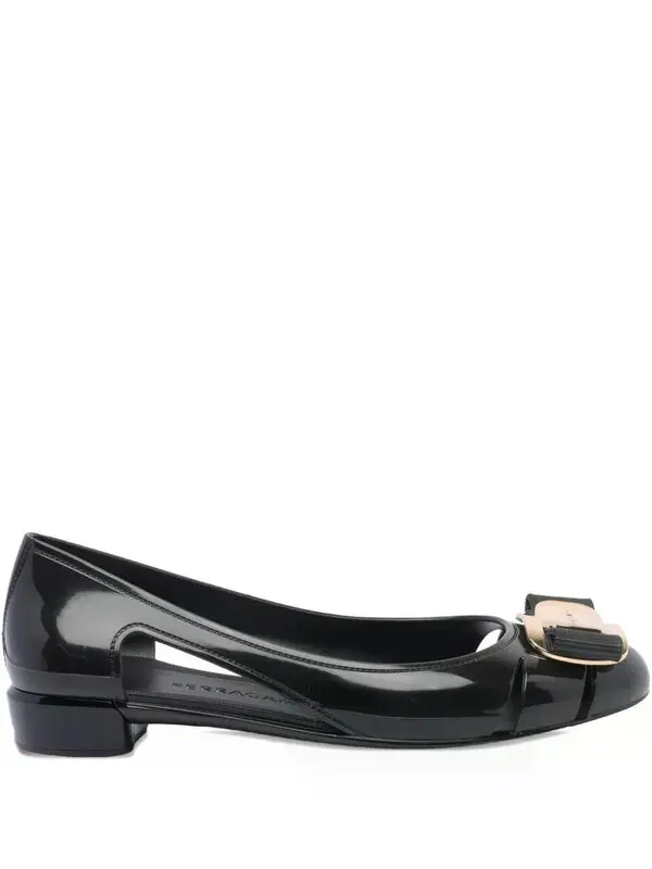 FERRAGAMO 30mm Leather Ballet Flats - Black