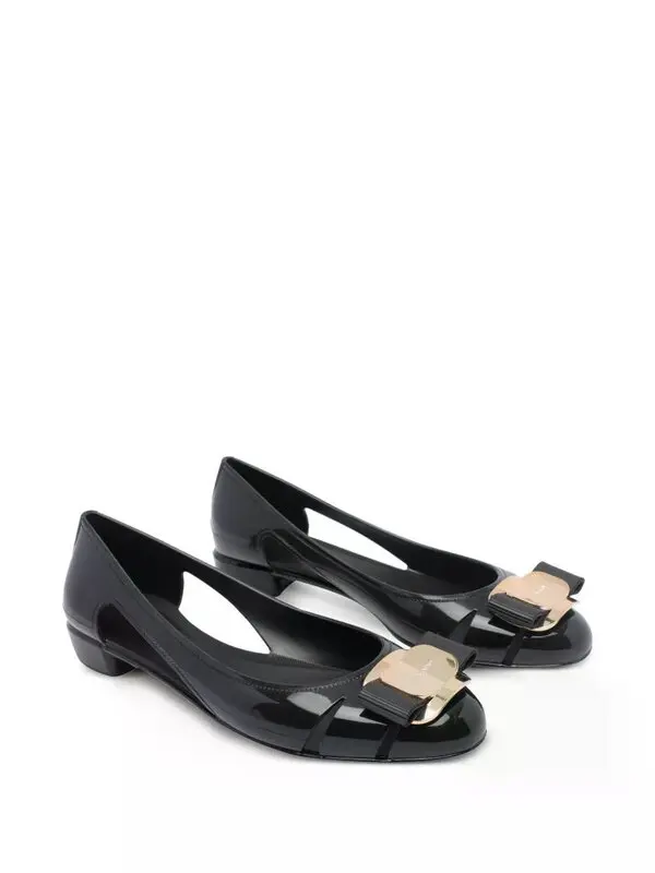 FERRAGAMO 30mm Leather Ballet Flats - Black