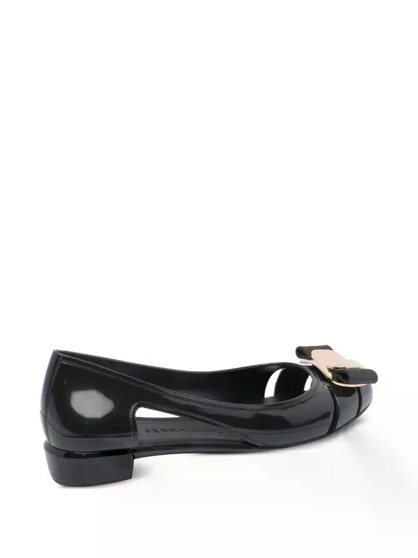 FERRAGAMO 30mm Leather Ballet Flats - Black
