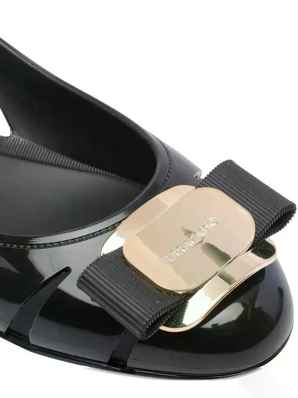 FERRAGAMO 30mm Leather Ballet Flats - Black