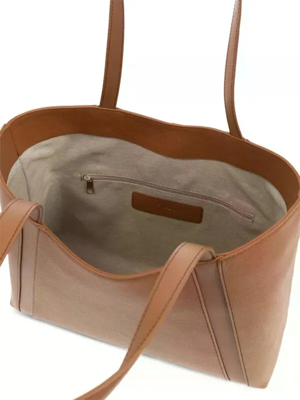 Furla Goccia Leather-paneled Clasp Tote Bag - Brown