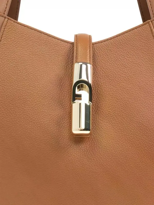 Furla Goccia Leather-paneled Clasp Tote Bag - Brown