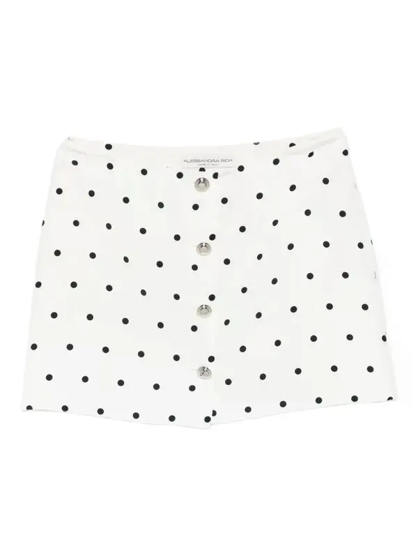 Alessandra Rich Polka Dot Miniskirt - White