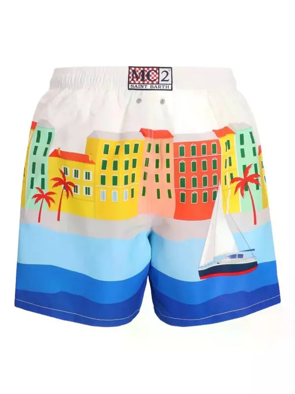 MC2 SAINT BARTH Graphic-print Swim Shorts - White