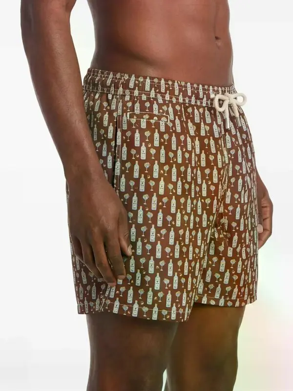 MC2 SAINT BARTH Bottle-print Swim Shorts - Brown