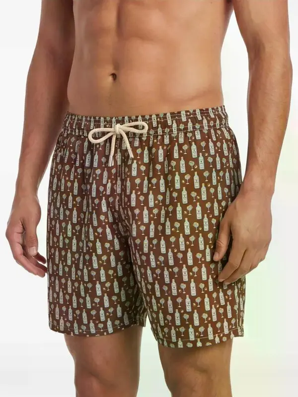MC2 SAINT BARTH Bottle-print Swim Shorts - Brown