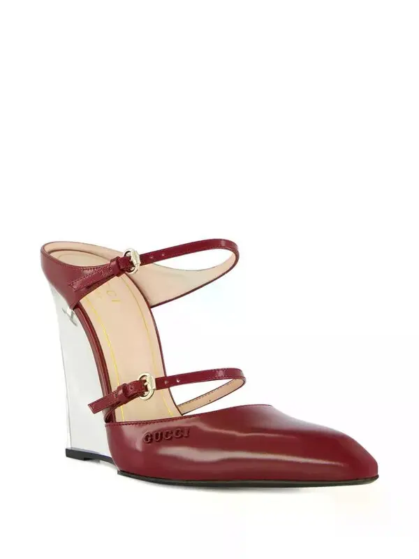 Gucci Buckle-detail Wedge Mules - Red