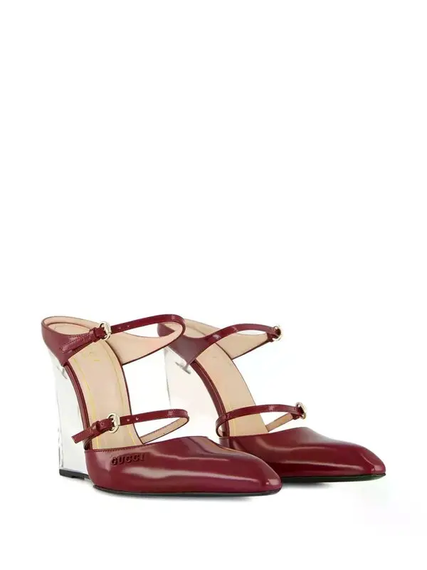 Gucci Buckle-detail Wedge Mules - Red