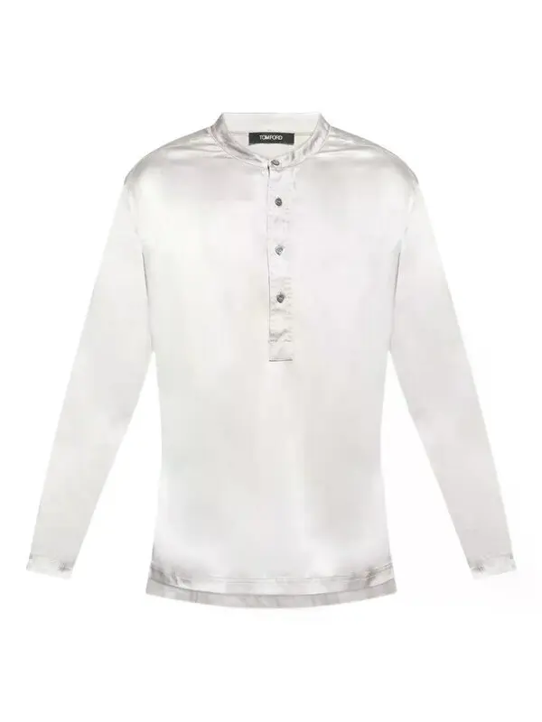 TOM FORD Silk-blend Pajama Shirt - Silver