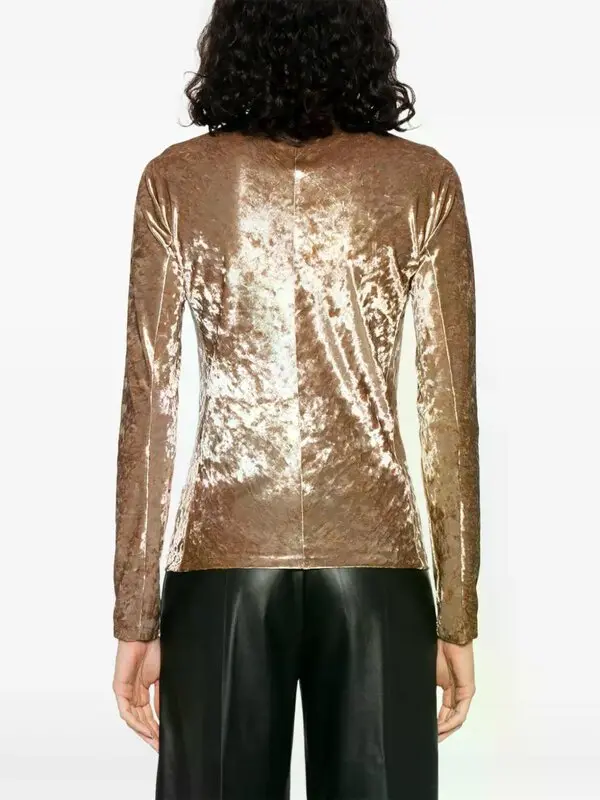 FORTE_FORTE Velvet Finish Top - Brown