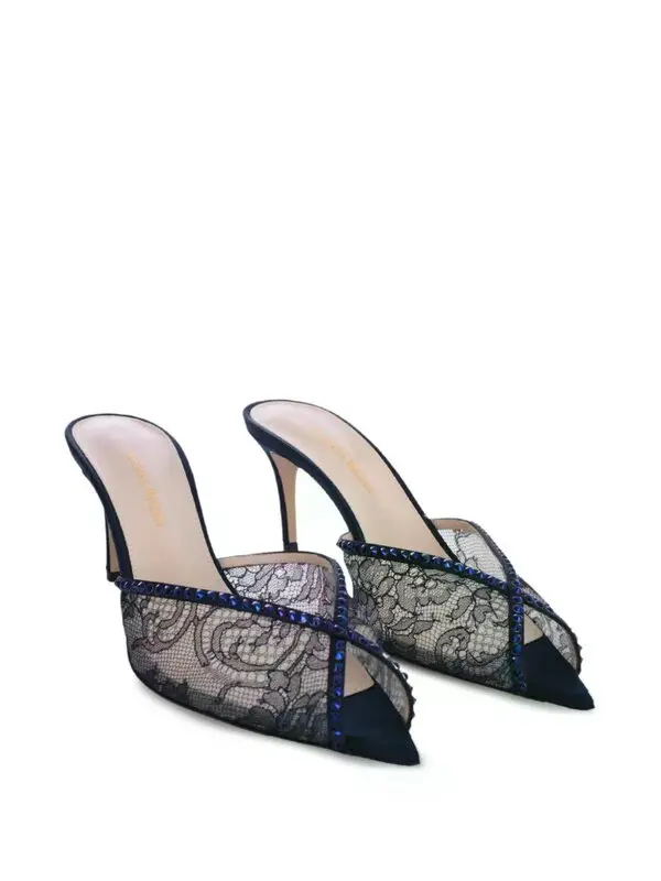 ANDREA WAZEN 75mm Katy Lace-embellished Mules