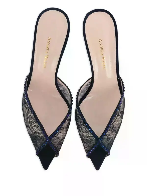 ANDREA WAZEN 75mm Katy Lace-embellished Mules