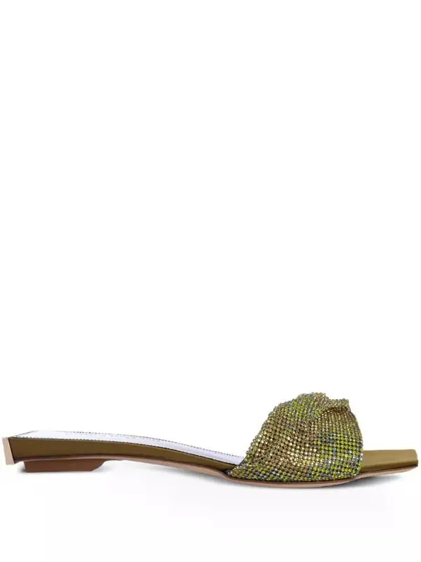 Benedetta Bruzziches Golrarda Embellished Square-toe Slides - Green