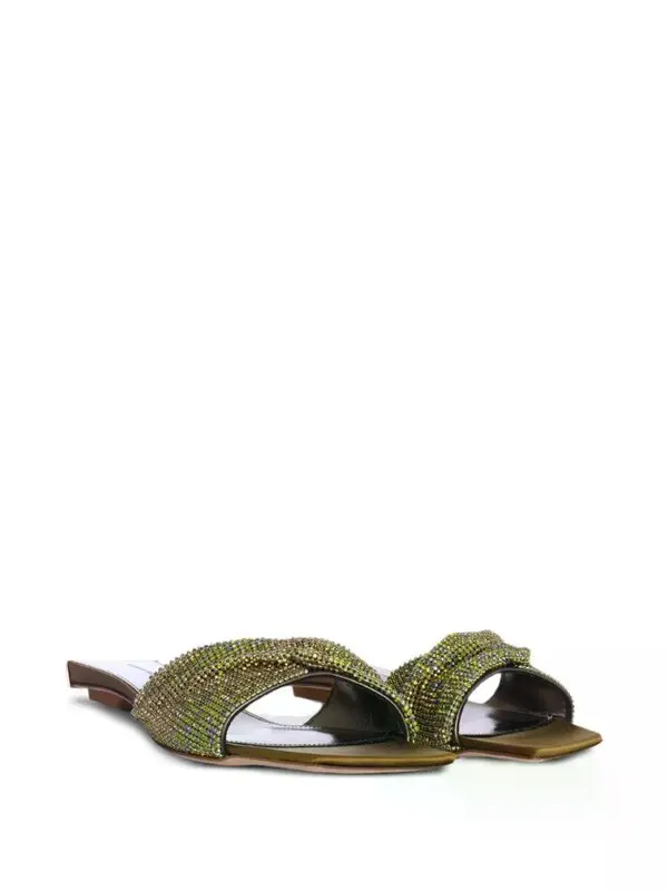 Benedetta Bruzziches Golrarda Embellished Square-toe Slides - Green