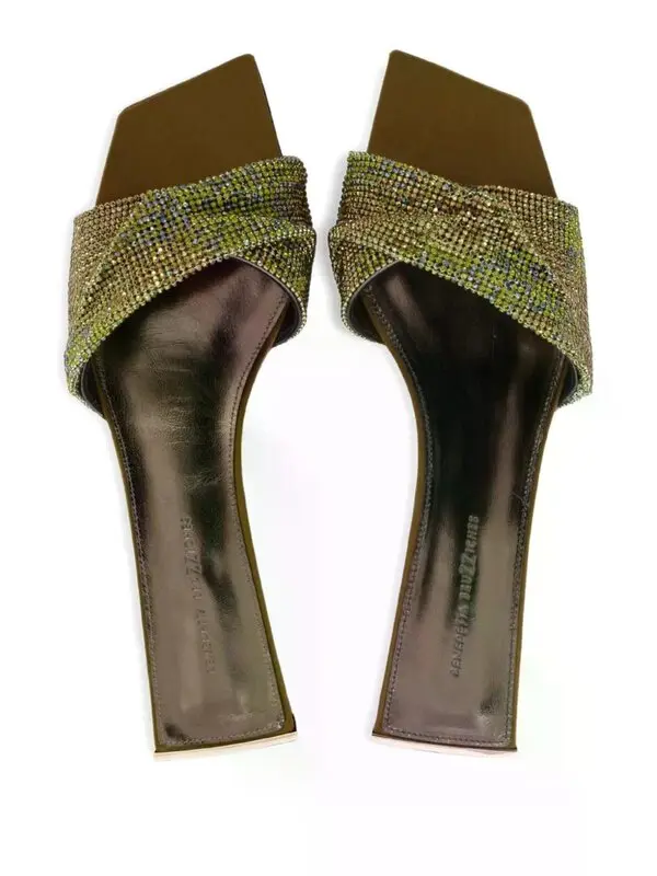 Benedetta Bruzziches Golrarda Embellished Square-toe Slides - Green