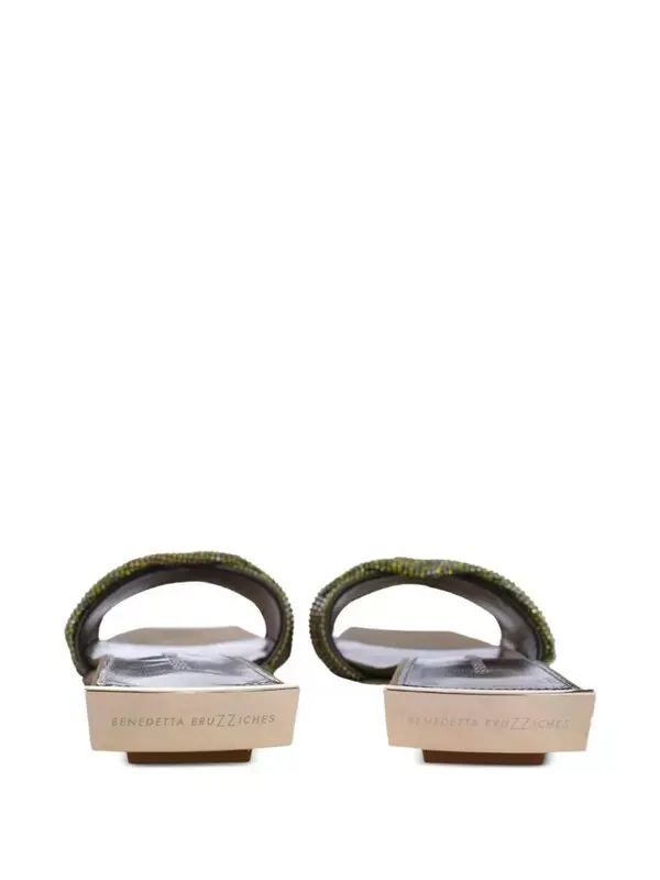 Benedetta Bruzziches Golrarda Embellished Square-toe Slides - Green