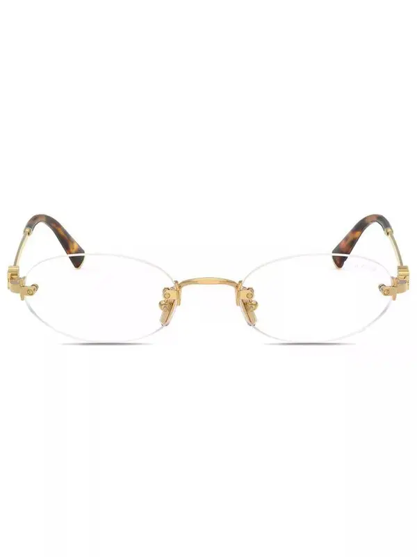 Miu Miu Oval Rimless Glasses - Gold