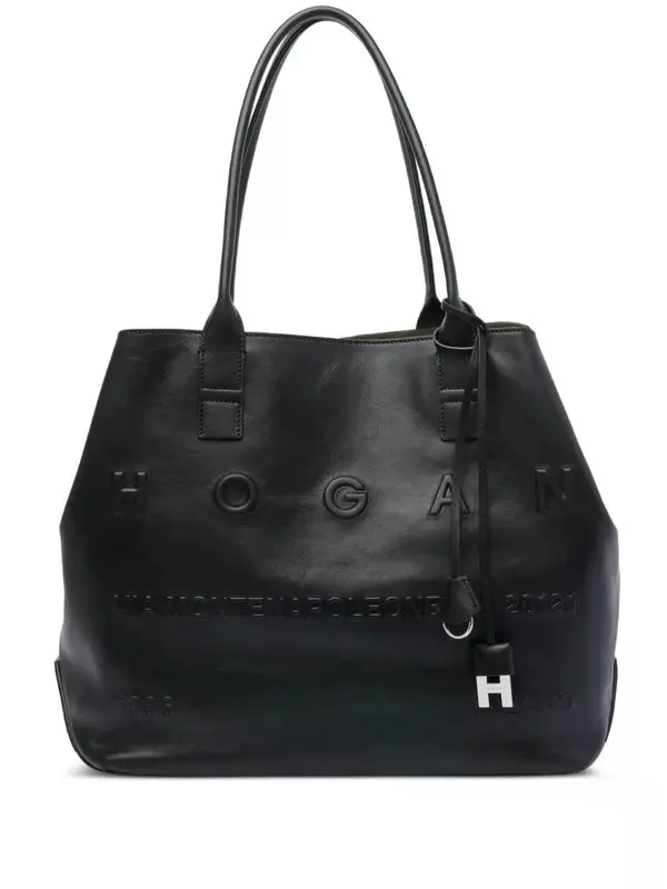 Hogan Embossed Leather Tote Bag - Black