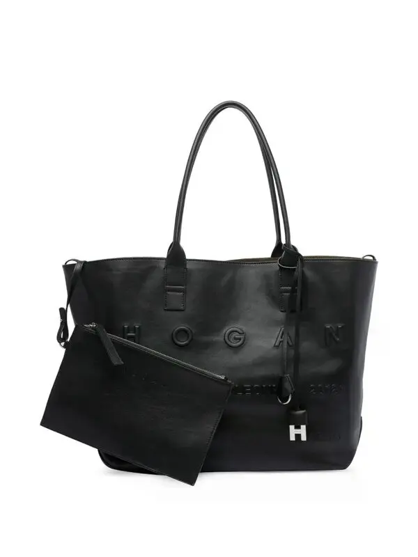 Hogan Embossed Leather Tote Bag - Black