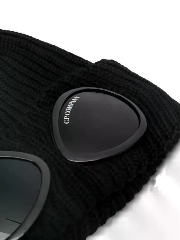 C.P. COMPANY Goggle-lens Ribbed Beanie - Black