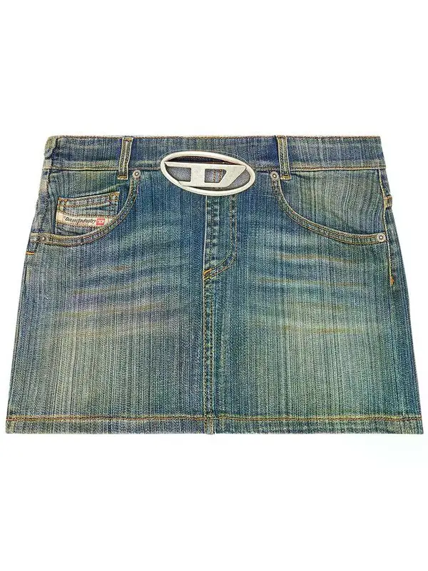 DIESEL® Logo-plaque Denim Mini Skirt